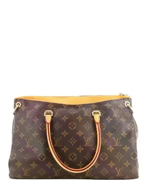 LOUIS VUITTON Pallas Tote Monogram Canvas With Leather Shoulder Bag - Brown