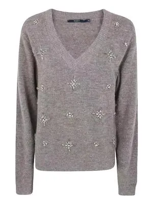 Seventy Crystal-embellished V-neck Sweater - Neutrals
