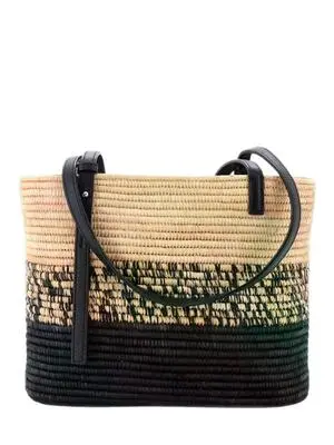 Loewe Square Basket Woven Raffia Small Tote Bag Black
