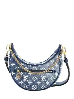 LOUIS VUITTON Loop Handbag Monogram Jacquard Denim Hobo Bag - Blue