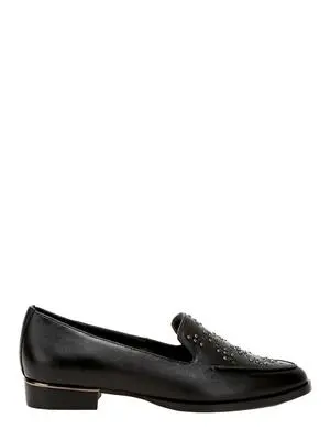 RAG & CO Gabassi Studded Genuine Leather Loafers In By - Black