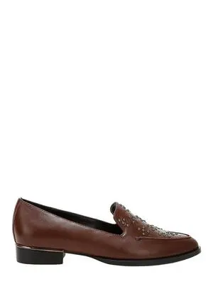 RAG & CO Gabassi Studded Genuine Leather Loafers In Brown By Rag & Co Brown