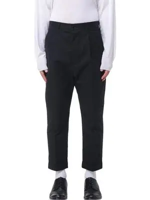AMI Paris Carrot Fit Cotton Trousers With Front Pleats - Black