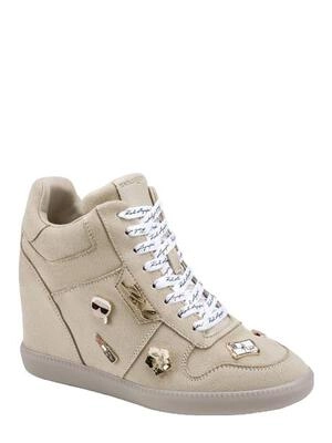 Karl Lagerfeld Paris Spirea Wedge Sneaker - Stone