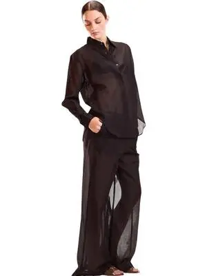 Cynthia Rowley Salina Sheer Shirt - Black