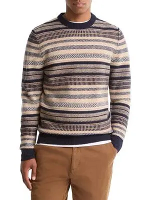 Barbour Highsted Fair Isle Wool Crewneck Sweater - Navy
