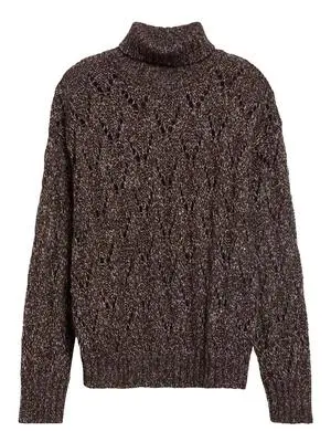 Eleventy Pointelle Turtleneck Sweater - 05 Brown