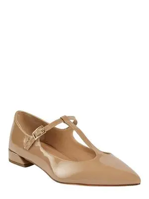 Bruno Magli Jianna Leather T-strap Mary Jane Flat Biscuit