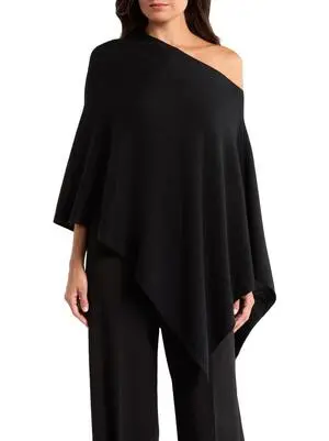 Nordstrom Wool & Cashmere Asymmetrical Poncho - Black