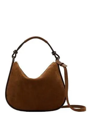REISS Aurelie Suede Baguette Bag - Tan