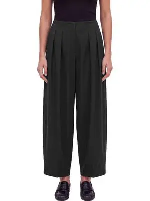 NOCTURNE Double Pleat Belted Trousers - Black