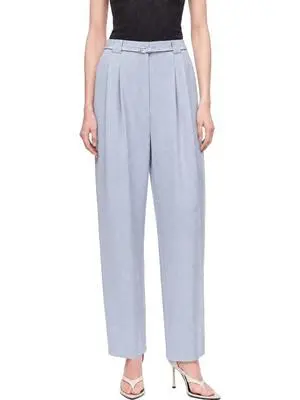 NOCTURNE Belt Detail Double Pleat Trousers - Blue