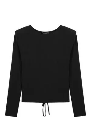 NOCTURNE Eyelet Lace Up Blouse Black
