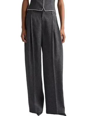 Alexander Wang Mid Rise Tailored Wide Leg Pants - Charcoal