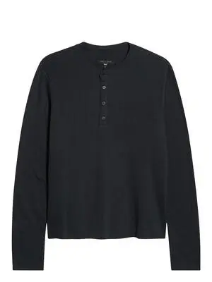 Rag & Bone Textured Knit Long Sleeve Henley Black