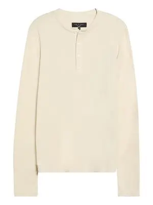 Rag & Bone Textured Knit Long Sleeve Henley Chalk