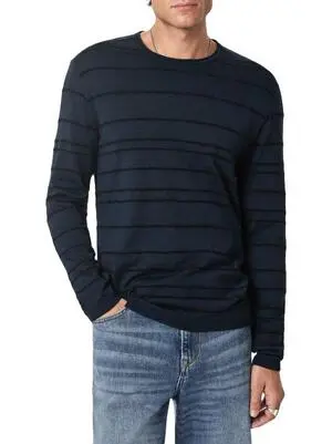 John Varvatos Everly Texture Stripe Sweater - Navy