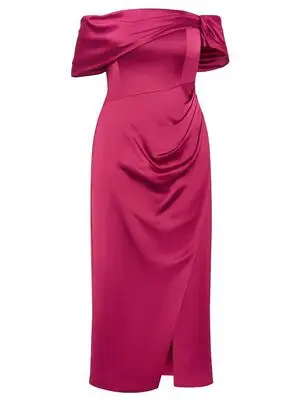 City Chic Paloma Off The Shoulder Maxi Dress Beet Red