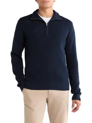 Rag & Bone Danton Quarter Zip Cotton Sweater - Navy