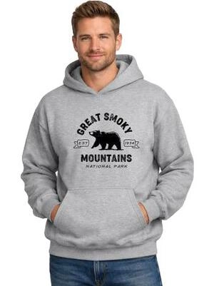 SIMPLY SAGE MARKET Vintage Great Smoky Mountains National Park Graphic Hoodie - Graphite