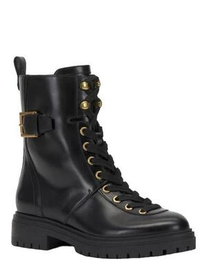 Vince Camuto Becinda Leather Combat Boot - Black