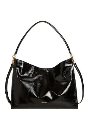 Veronica Beard Vida Crinkle Leather Hobo Bag - Black