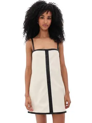 CALA DE LA CRUZ Esme Faux Leather Dress - Ecru