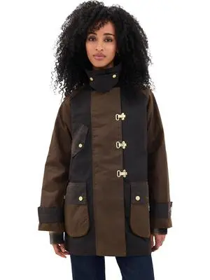 Barbour Felton Checked Wax Jacket - Rustic/bark/muted