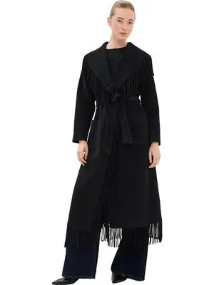 Simkhai Carrie Fringe Robe Coat - Black