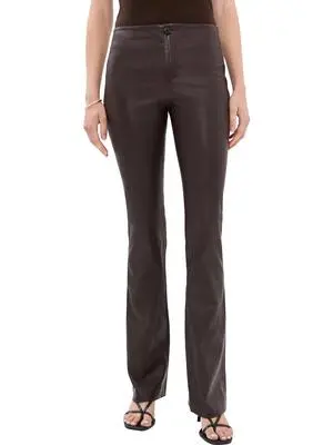 Sprwmn Gia Lambskin Leather Micro Flare Pants - Cafe