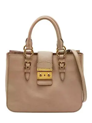 MIU MIU Madras Leather Tote Bag