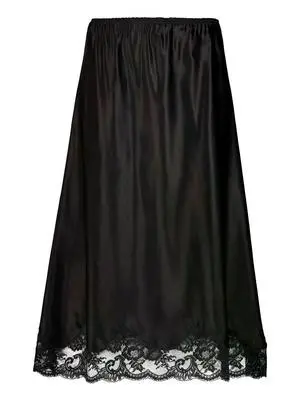 Rabanne Lace-trim Satin Midi Skirt - Black