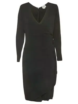 ARMANI Draped V-neck Midi Dress - Black