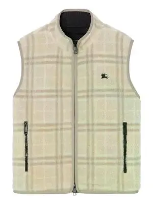 Burberry Check Wool Cashmere Blend Fleece Gilet - Neutrals
