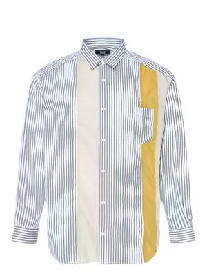 Comme Des Garçons Striped Panelled Shirt - Blue