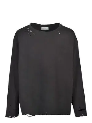 CEDARWOOD Distressed Long-sleeve T-shirt - Black