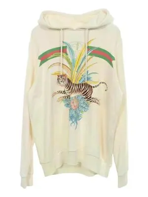 Gucci 2010s Tiger Print Hoodie - White