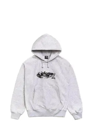 StÜssy Fawn Graphic-print Drawstring Hoodie - Grey