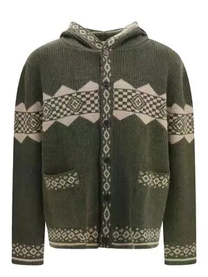 BAZISZT Horin Hooded Cardigan - Green
