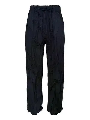 Comme Des Garçons Crinkled-finish Drawstring Trousers - Blue