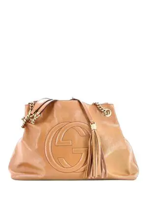 Gucci Soho Chain Strap Shoulder Bag Patent Medium Tote Bag - Neutrals