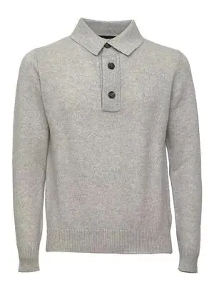 FILIPPO DE LAURENTIIS Long-sleeve Polo Shirt - Grey