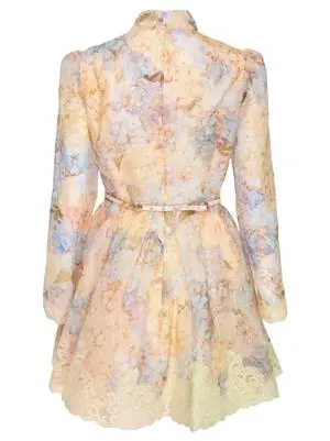 Zimmermann Valiant Floral-print Lace-trim Mini Dress Neutrals