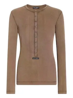 Dolce & Gabbana Serafino Ribbed T-shirt - Neutrals