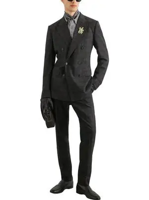 Dolce & Gabbana Martini Light Double-breasted Suit In Glen Plaid - Grey