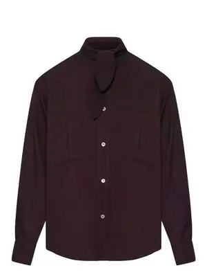 FORTE_FORTE Tie-neck Patch-pocket Shirt - Red