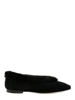 JIMMY CHOO Margot Shearling Ballet Flats - Black
