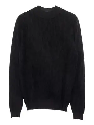 Giorgio Armani 2020s Logo-knit Mock-neck Sweater - Black