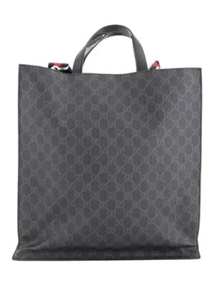 Gucci Convertible Soft Open Gg Coated Canvas Tall Tote Bag - Black
