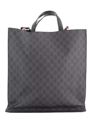 Gucci Convertible Soft Open Gg Coated Canvas Tall Tote Bag - Black